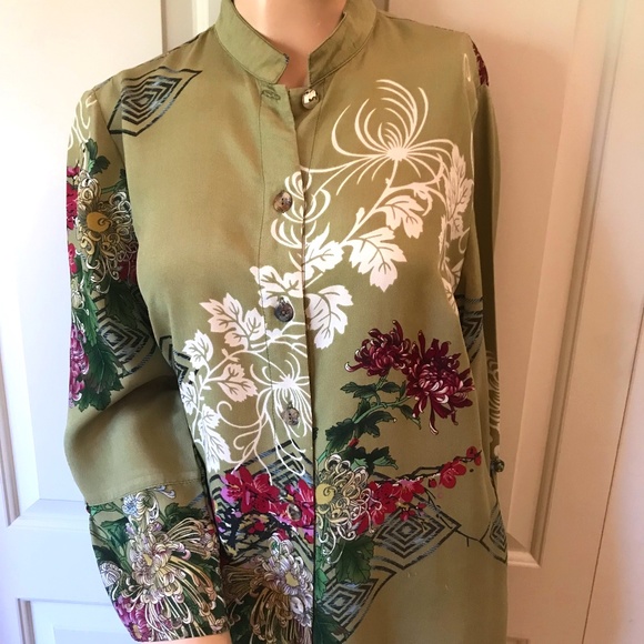 Citron | Tops | Citron Santa Monica Silk Tunic Top Floral ...
